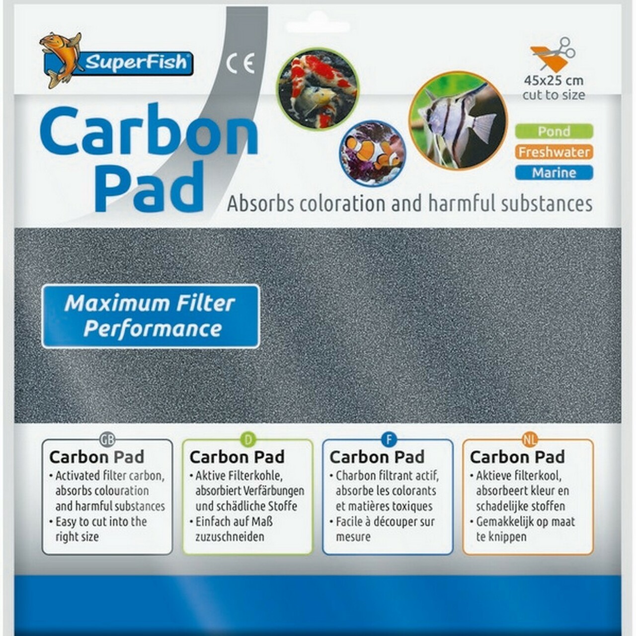 SuperFish Filter Media Carbon Pad 45x25cm - Victor Aquatics